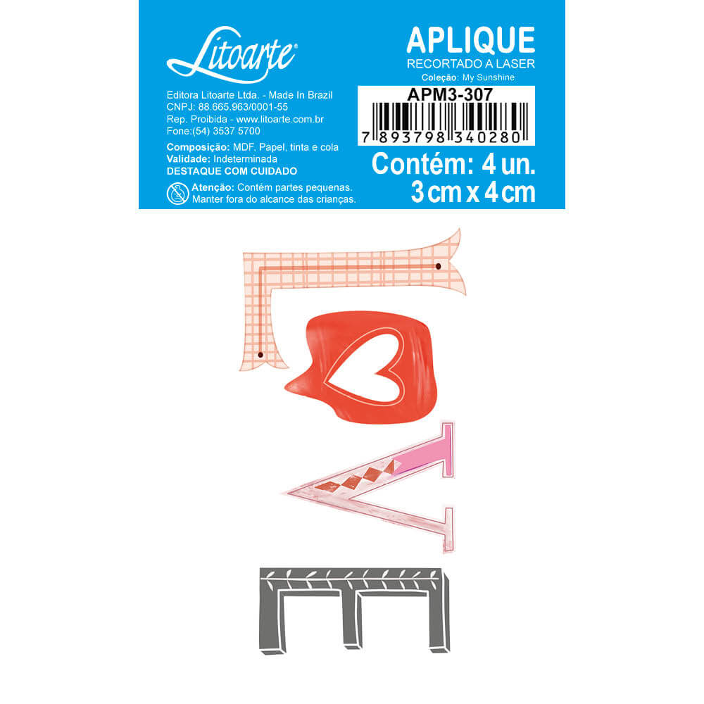 Aplique MDF 3 X 4 APM3 - 307 Litoarte - lojametallica