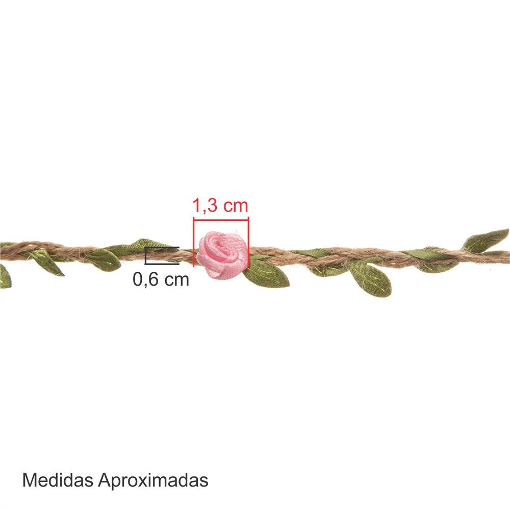 Cordão Juta com Flores Rosa o Metro - lojametallica