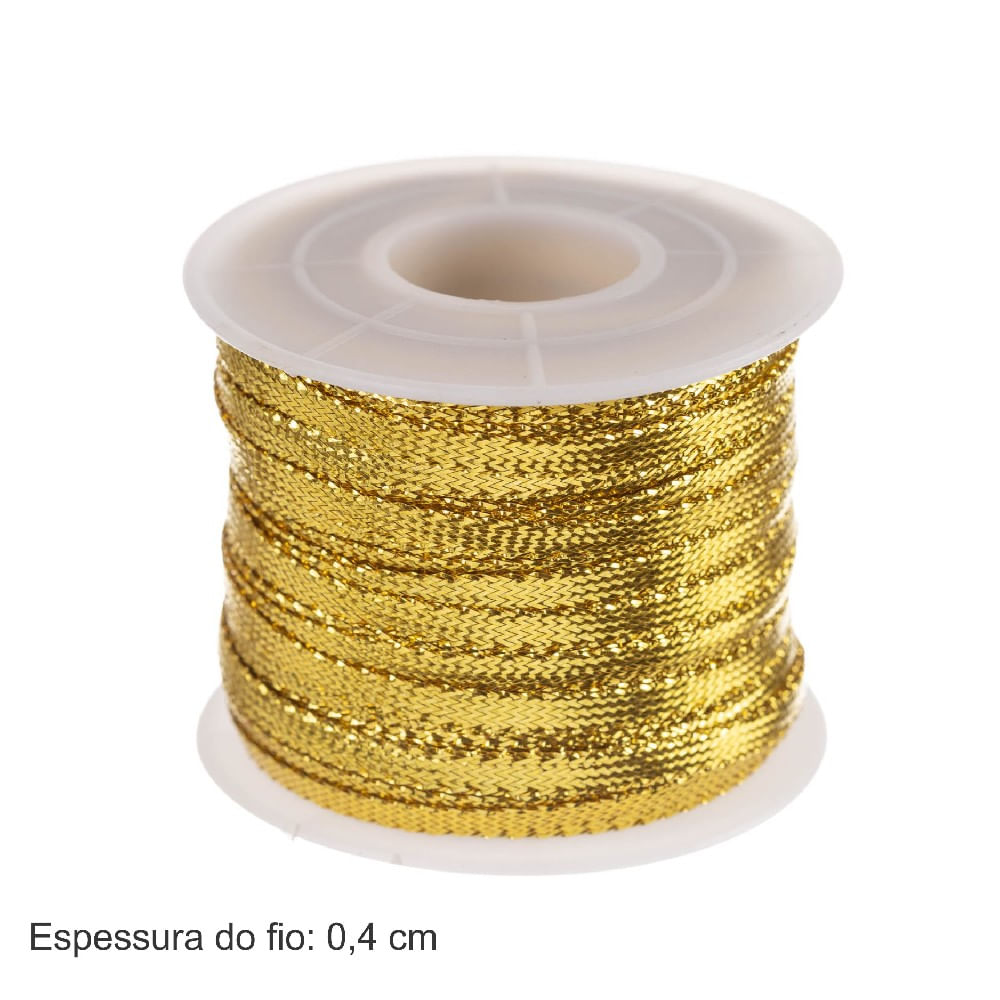 Fita Metalizada 4MM X 50 Metros Ouro - lojametallica